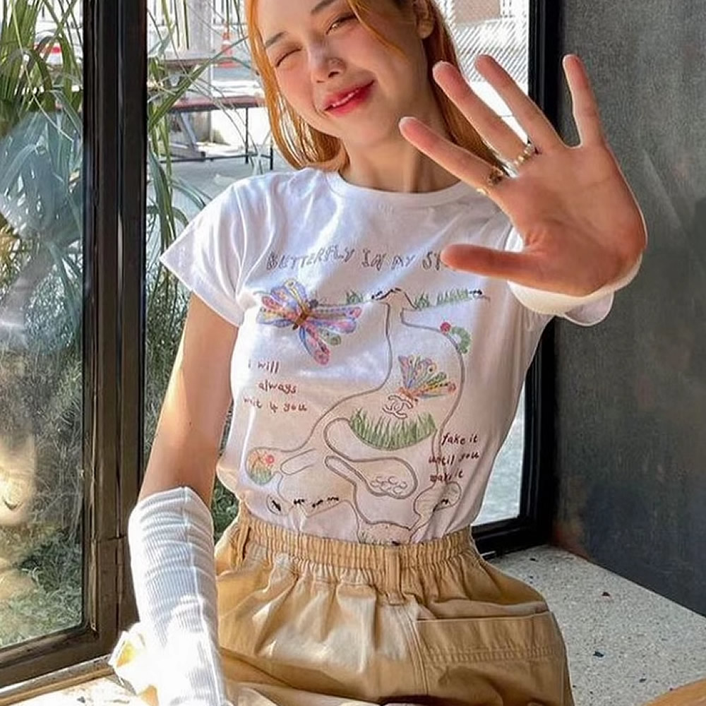 【HSTYLE】短版T恤 蜻蜓短袖T恤ODD1550｜Global Online｜Global Mall 環球Online