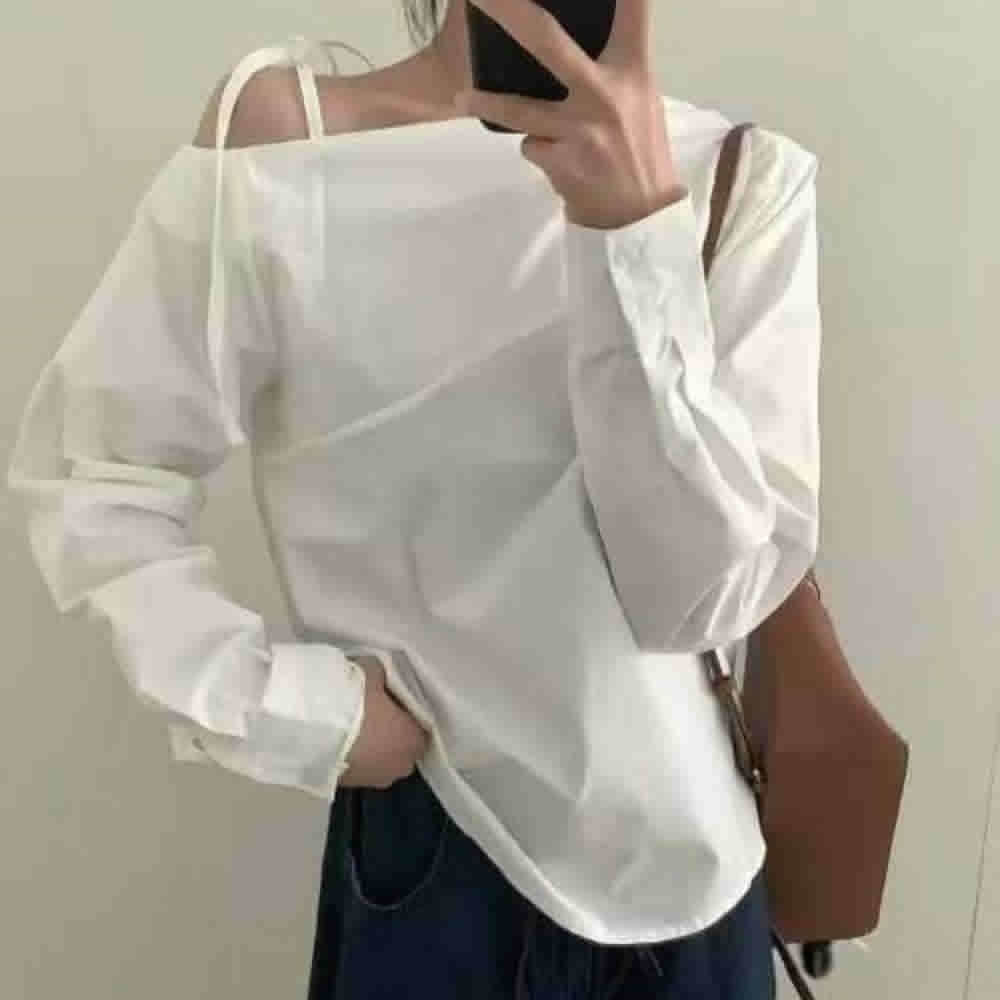 【HSTYLE】正韓 露肩長袖襯衫ORM1001｜Global Online｜Global Mall 環球Online