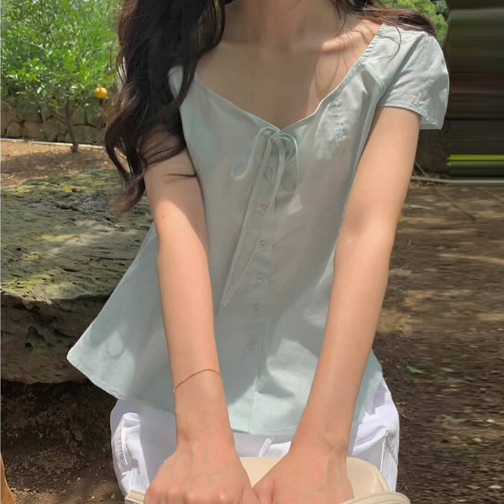 【HSTYLE】正韓女上衣 艾琳短袖襯衫OSR1060｜Global Online｜Global Mall 環球Online